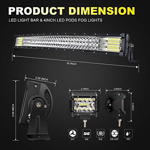 TURBO SII Led Light Bar 30/32Inch 441W Curved Triple Row Offroad Led ...