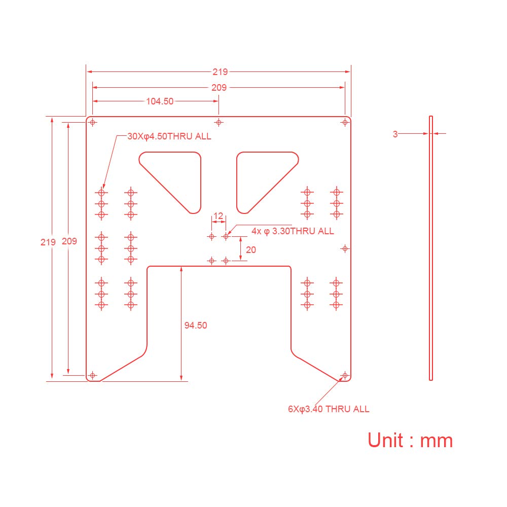 Plate 8.6 x 8.6 inch Anodized Aluminum Y Carriage Plate for 3D Printer ...