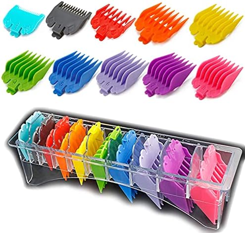 Boolygo 10 Color Professional Hair Clipper Coded Cutting Guards Guides/Combs- 1/16” to 1 ...