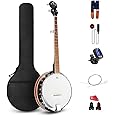 Amazon.com: Vangoa 5 String Banjo Remo Head Closed Solid Back with ...