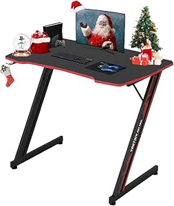 Amazon.com: Gaming Table 39 Inch Z-Shaped Computer Gaming Workstation ...
