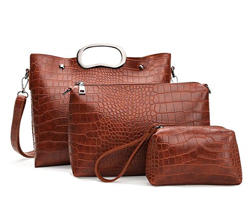 Shoulder Bags Women Tote +Messenger Bag +Purse 3 Piece bags (Brown) in ...