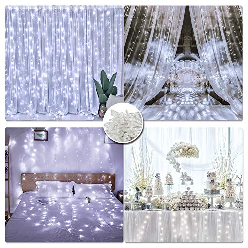Auelife 300 Led Curtain String Lights USB with Sound Activated Remote ...