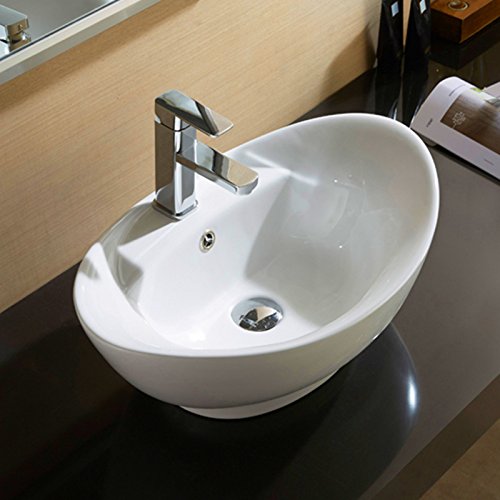 Mecor 23'' x 15'' Oval Egg Shape Bathroom Vessel Sink Vanity Basin with ...