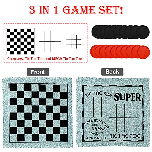 Eupboron Giant Checkers Board Game, Giant 3-in-1 Checkers Game Rug ...