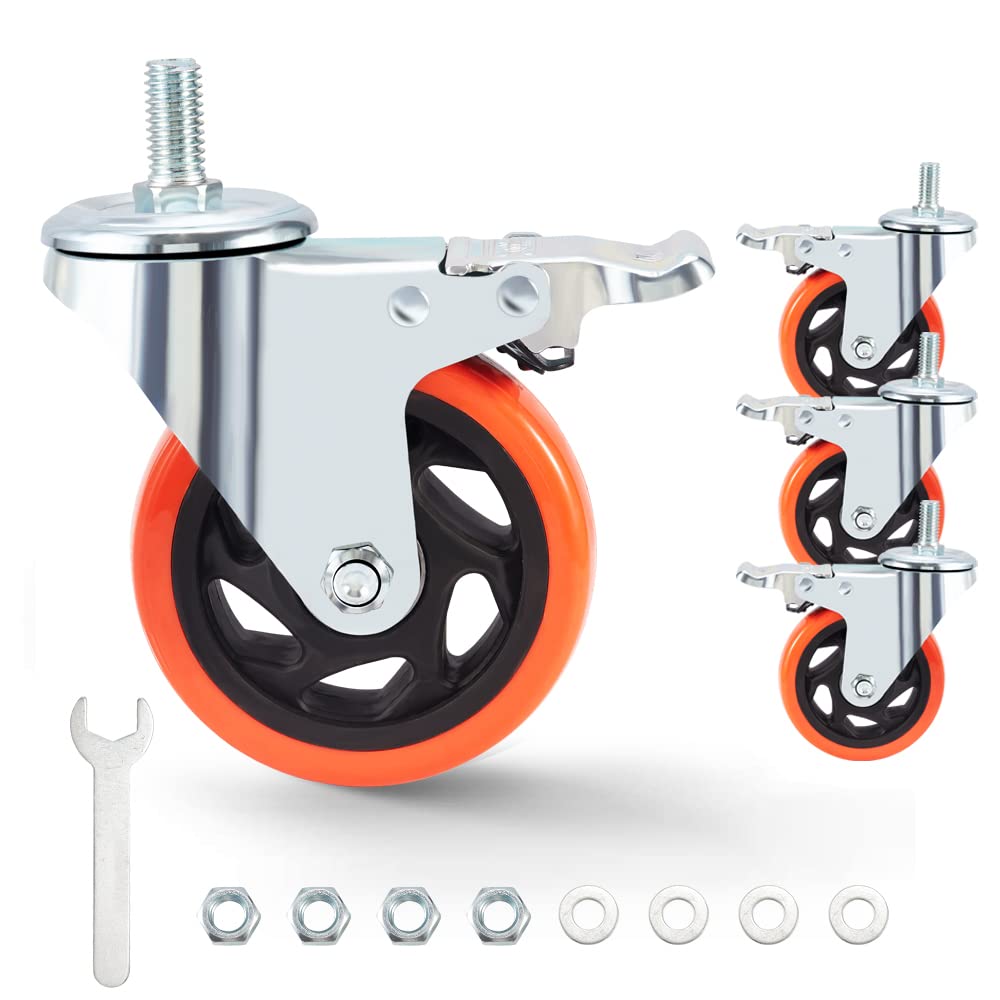 Mua 4 inch Casters 1 Inch Thread Stem Casters Heavy Duty Swivel ...