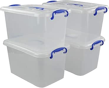 Amazon.com: Vababa 6 Quart Clear Plastic Storage Box Latch Box with ...