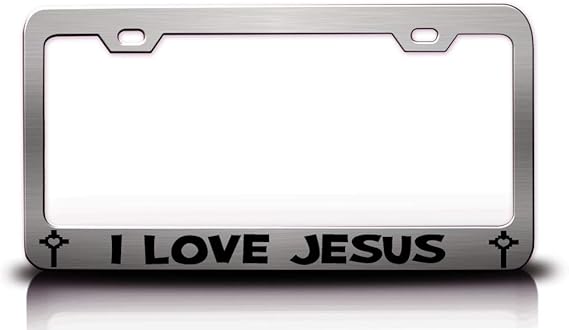 Amazon.com: I Love Jesus Jesus Christian Metal License Plate Frame ...