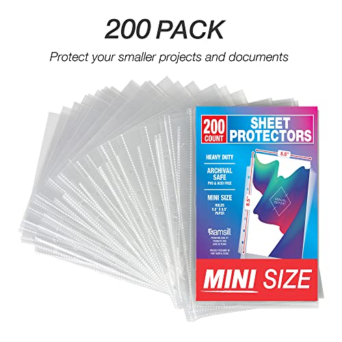 Samsill Mini Sheet Protectors 200 Pack, 5.5 x 8.5 Inch Page Protectors ...