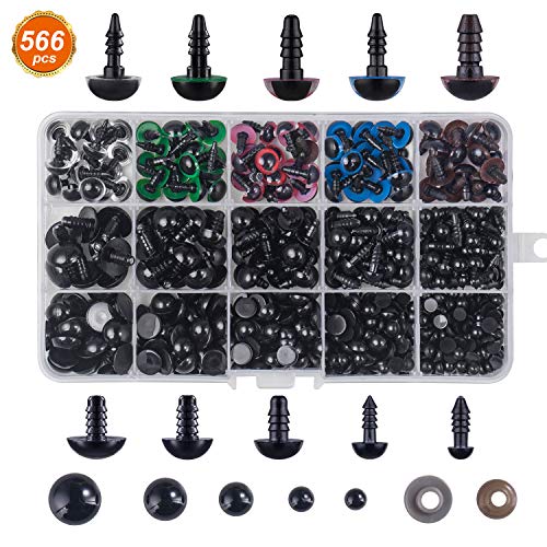 566pcs Safety Eyes Colorful Plastic Safety Eyes with Washers for Doll ...