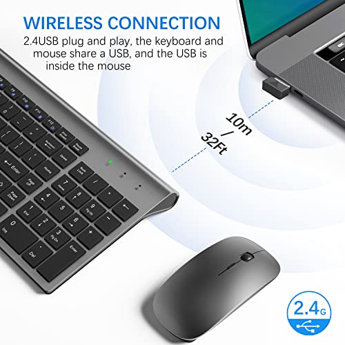 Wireless Keyboard And Mouse With Mouse Pad Ultra Slim Combo, MOOJAY 2 ...