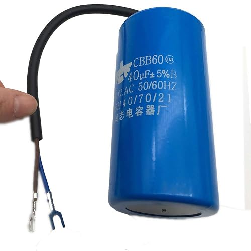 40uF CBB60 Run Capacitor 450VAC 250 VAC 40 uF/MFD 250V AC, 2 Wires, UL ...