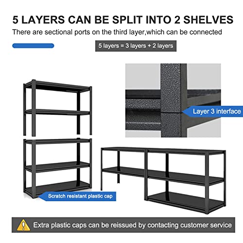 5 Tier Garage Shelving, Storage Shelves Heavy Duty Shelving, Adjustable ...