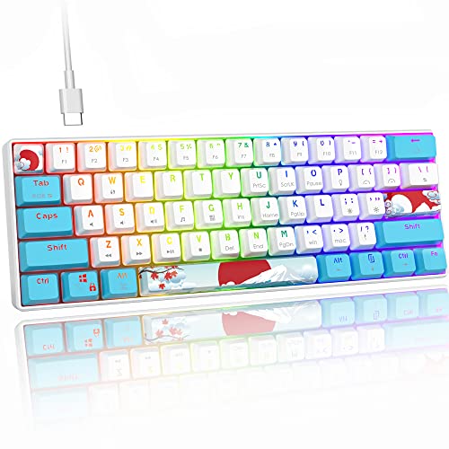 Ussixchare 60 Percent Keyboard Mechanical Blue RGB Wired 60% Gaming ...