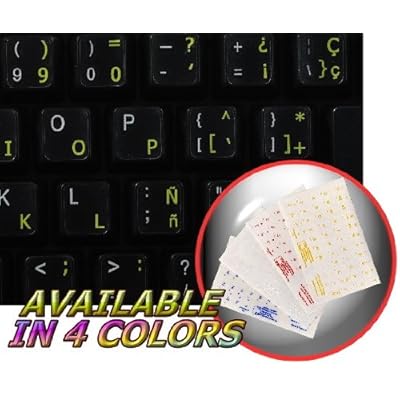 Buy SPANISH LATIN AMERICAN KEYBOARD STICKERS WITH YELLOW LETTERING ...