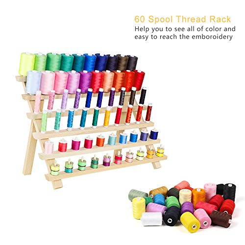 HAITRAL 2 Pack 60-Spool Thread Holder Rack - Sewing Organize with Hook ...