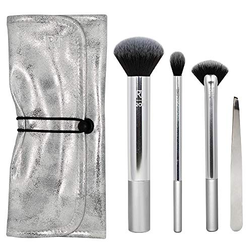 Real Techniques Shimmer and Glimmer Face + Brow Essential Tool Set, Set ...