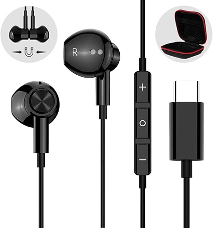 USB C Headphones for Galaxy S20 FE, HiFi Stereo Magnetic Wired Earbuds ...