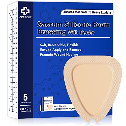 Ceeport Sacral Foam Dressing 6"x 7", High Absorbency Sacrum Silicone ...