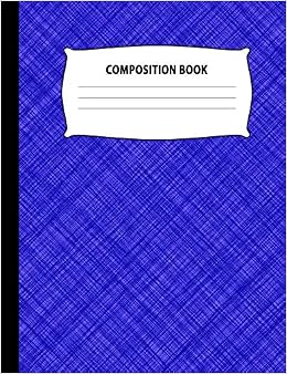 Composition Book: Half Lined Half Unruled Blank Blue Crosshatch Covered ...
