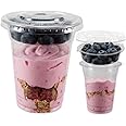 Amazon.com: 50 Sets 12 oz Clear Plastic Parfait Cups with INSERT & FLAT ...