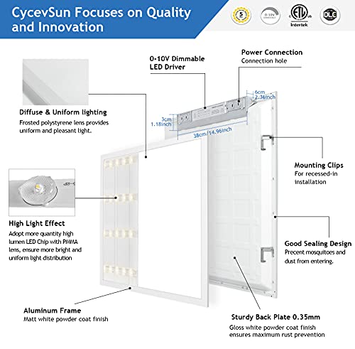 2x2 FT LED Drop Ceiling Light Fixture 40W 3000K-4000K-5000K 3 Color ...