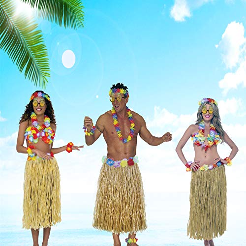 Phogary 8 Pack Hula Skirt Costume Accessory Kit for Hawaii Luau Party ...