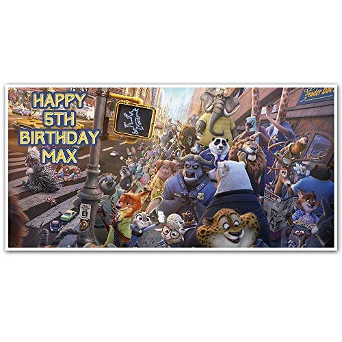 Amazon.com: Zootopia Birthday Banner Personalized Party Decoration ...
