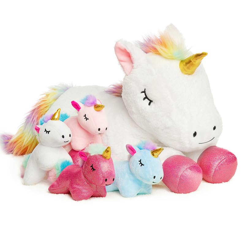 Vposyako 5 Pieces Unicorn Toys for Girls,1 Mommy Unicorn with 4 Babies ...