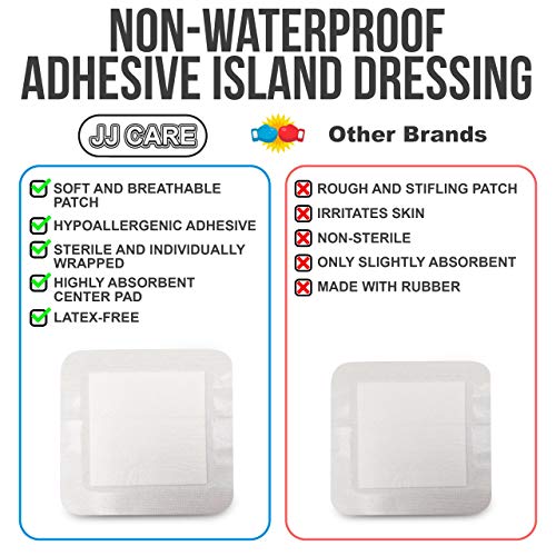 JJ CARE [Pack of 50] Adhesive Island Dressing 6" x 6", Sterile & Breathable Bordered Adhesive ...