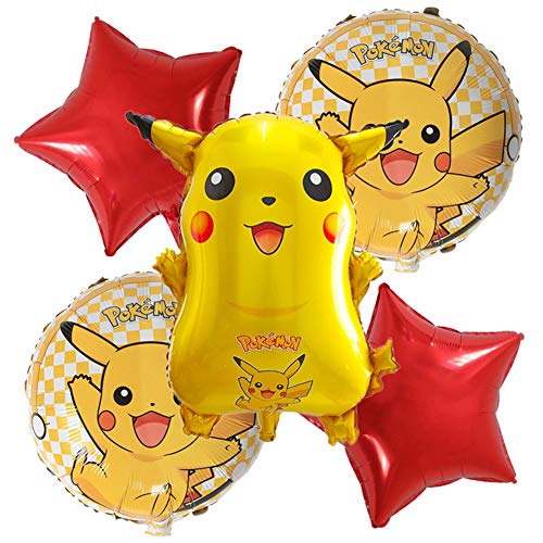 LOVSONG Pikachu Friends and Pokeball Balloon Red Star Balloons Pikachu ...