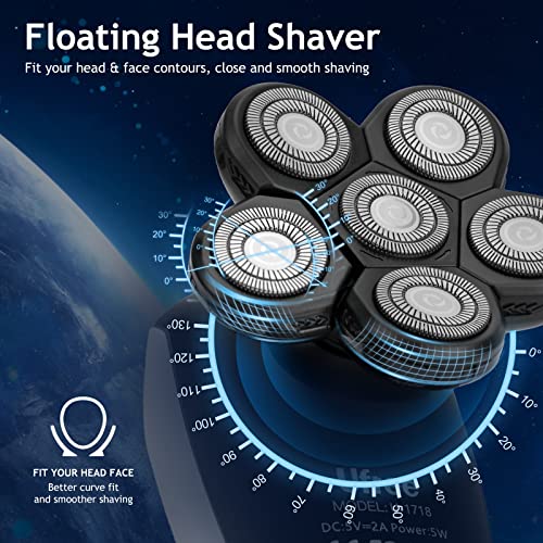 Electric Head Shaver for Bald Men, 5 in 1 Bald Head Shaver Kits, 6D ...