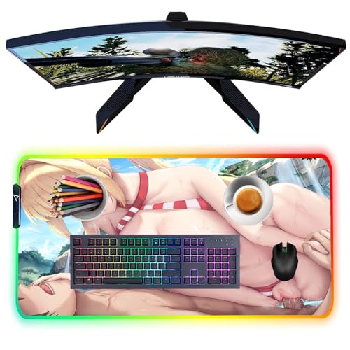 Armeri Sexy Anime Girl Rgb Game Led Mouse Pad Large Computer Lock Edge 9041