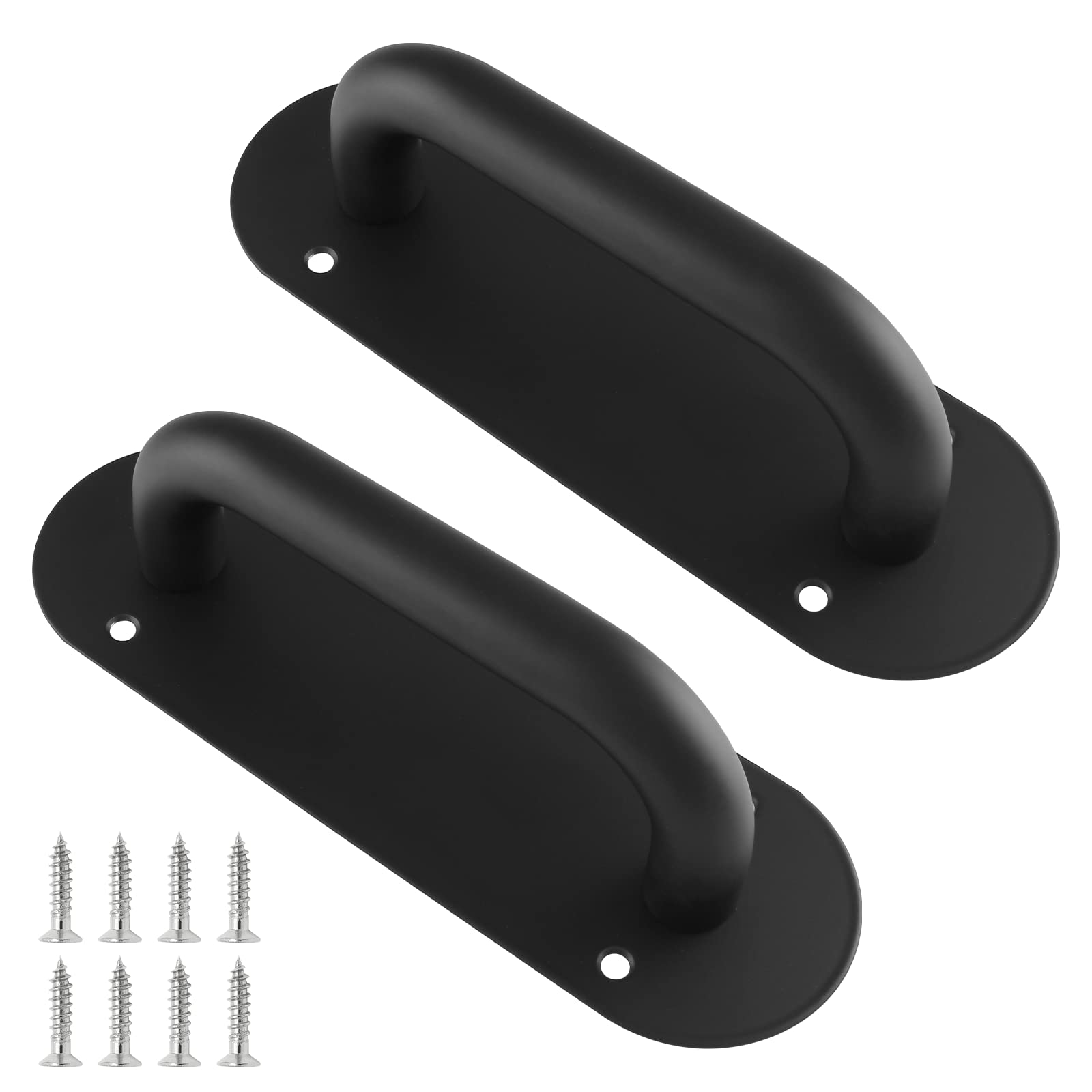 Bivethoi 2pcs 8 Inch Closet Barn Door Handle with Plate, Black Sliding ...