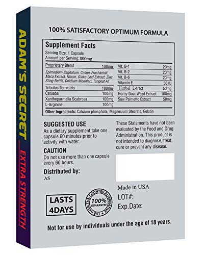 Natural Male Pill - ADAM'S SECRET Energy Supplement, Natural Amplifier ...