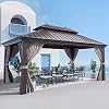 YOLENY 12'x16' Hardtop Gazebo with Galvanized Steel Double Roof ...