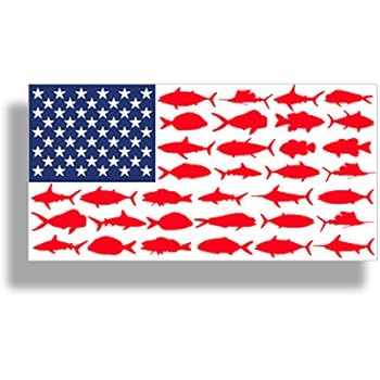 Amazon.com: USA American Fish Flag Sticker - Patriotic Fishing Decal ...