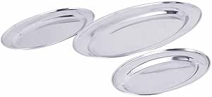 Amazon.com: Kosma Set of 3 Stainless Steel Oval Platter | Serving Tray ...