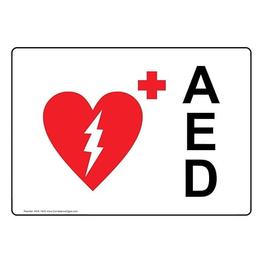 AED Label Decal, 5x3.5 inch 4-Pack Vinyl for Emergency Response by ...