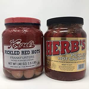Koegels Pickled Red Hots Frankfurters (2.5lbs) and Herbs Pickled Hot ...