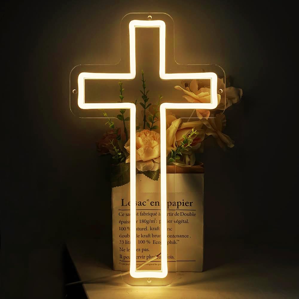 Cross Neon Sign, Jesus Cross Neon Sign Led Neon Light Jesus Decor Light ...