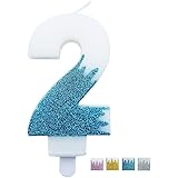 Amazon.com: Glitter Blue Number 6 Candle,Birthday Cake Candle Sparkly ...