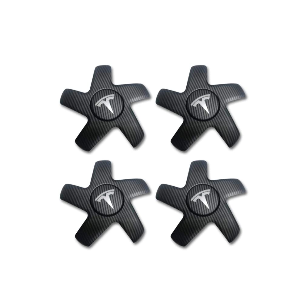 CoolKo Matte Carbon Fiber Pattern Center Caps Hubcaps Cover Aero Wheels ...