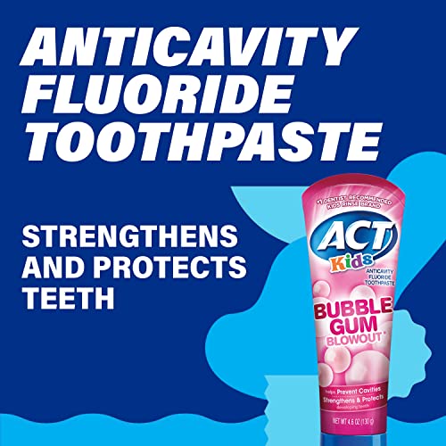 ACT Kids Anticavity Fluoride Toothpaste 4.6 oz. Bubble Gum Blowout ...