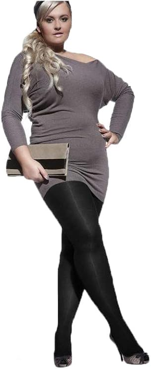 Plus Size Black Grey Soft Microfibre Opaque Tights For Curvy Women 60
