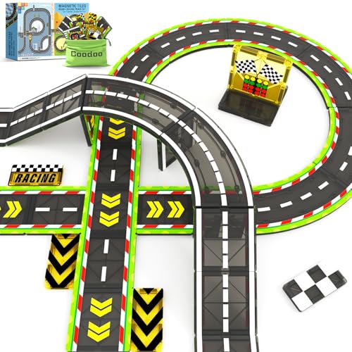 Magnetic Tiles Racing Track & City Road Expansion Pack - Kids Toys STEM ...