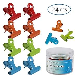 Amazon.com : Push Pin Clips, 24 Pcs Multicolor Heavy Duty Clips with ...