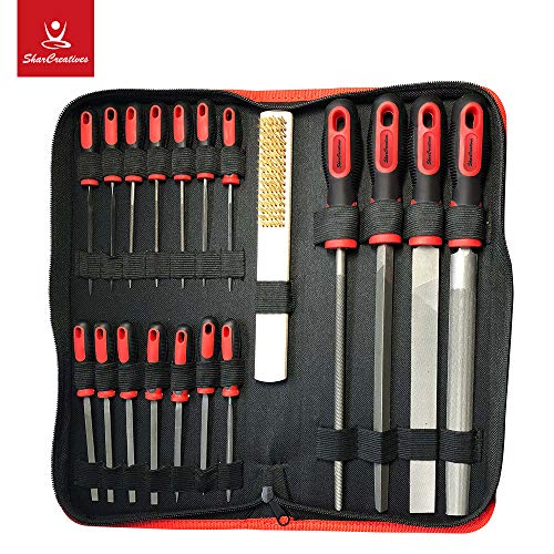 SharCreatives 19Pcs File Set, Flat/Triangle/Half-round/Round Large File ...