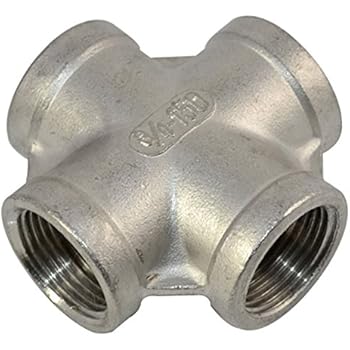 Megairon 3/4" NPT Female Thread 4 Way Coupling, Cross, Stainless Steel ...