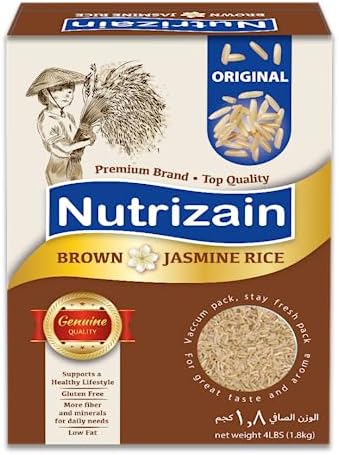 Nutrizain Brown Jasmine Rice, 4lbs (1.8Kg) | Vacuum Packed for Longer ...